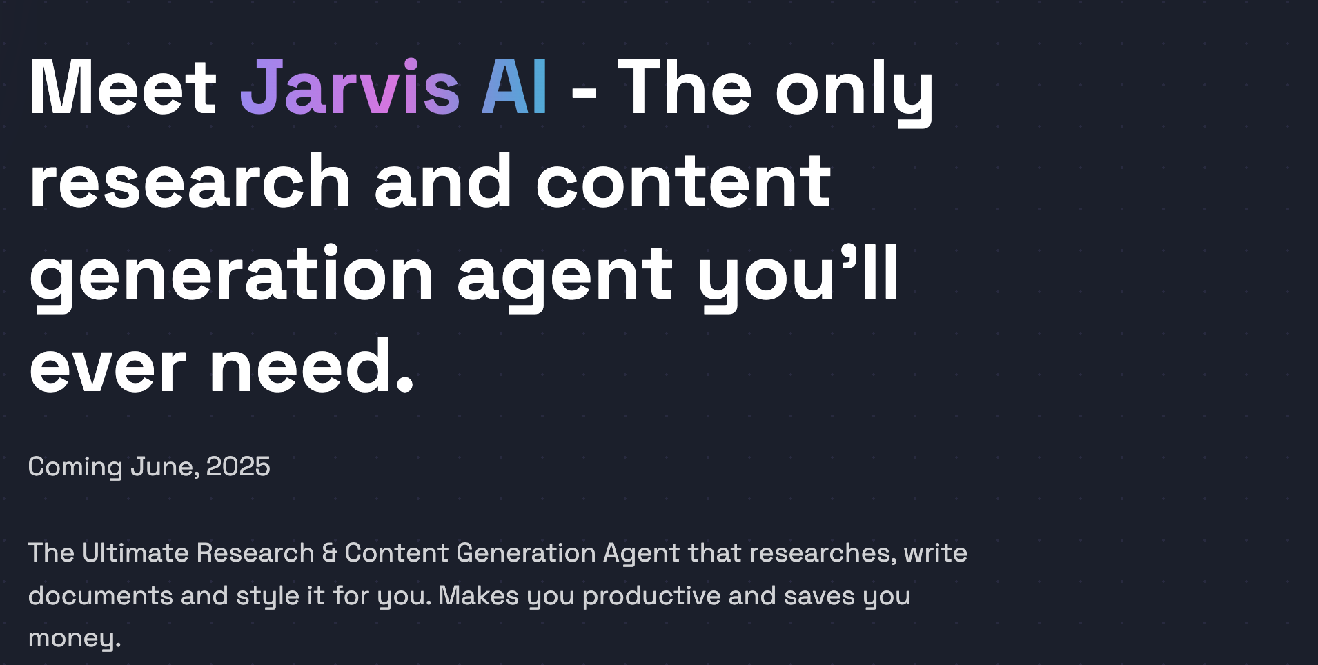 Jarvis AI - The Ultimate Research & Content Generation Agent